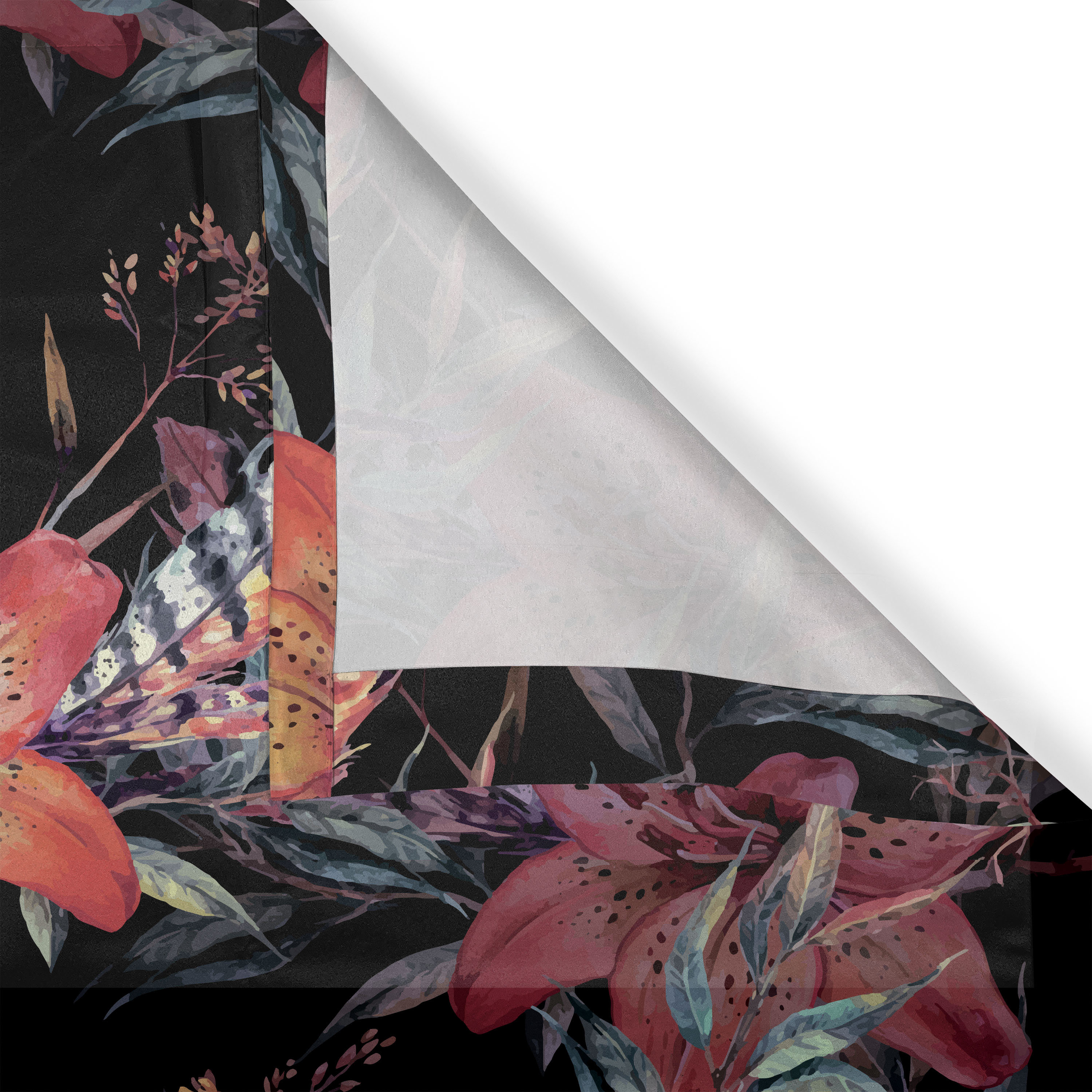 Dakota Fields Tropical Jungle Grommet Curtain Night Tiger Pattern 50" x 54" Charcoal Grey and ...